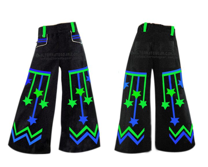 Phat pants zz stars bl/gr with free suspenders - Alternategear